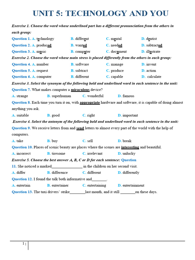 Exercises - Unit 5 | PDF | Science | Methodology