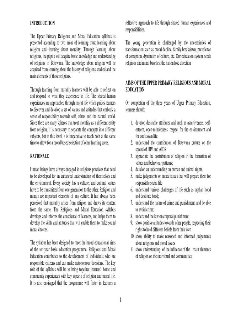 Religious and Moral Education | PDF | Morality | Learning