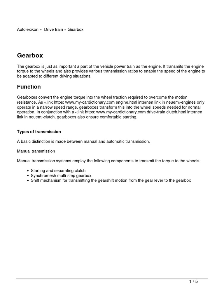 Gearbox | PDF | Manual Transmission | Automatic Transmission
