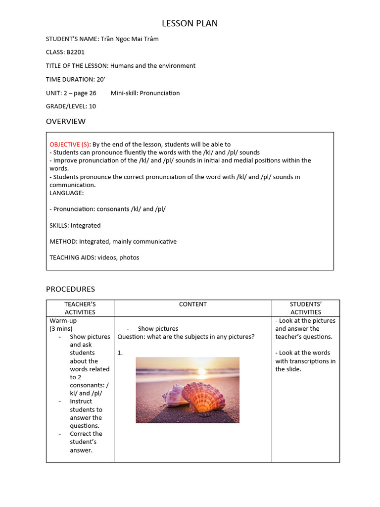 LESSON PLAN - Pronunciation | PDF | Lesson Plan | Learning LESSON PLAN - Pronunciation | PDF | Lesson Plan | Learning