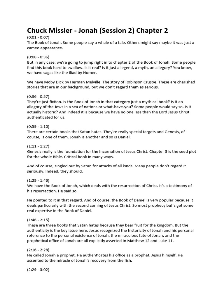 Chuck Missler - Jonah (Session 2) Chapter 2 | Download Free PDF | Hell ...