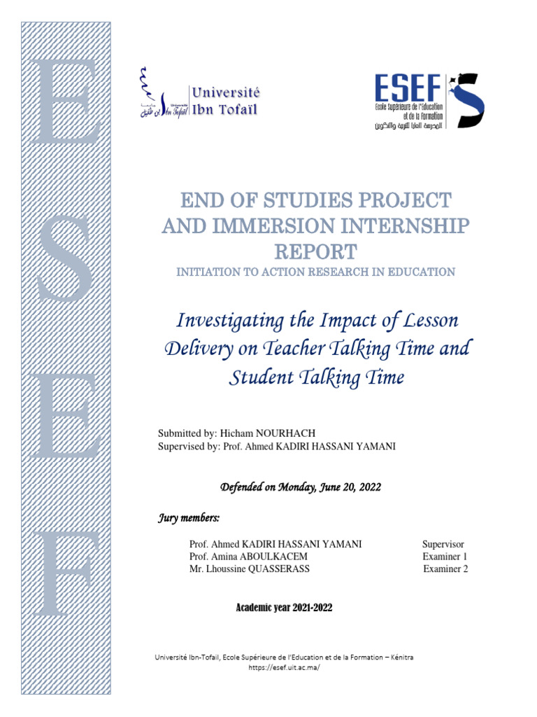 Investigating The Impact of Lesson Delivery On Teacher Talking Time and Student Talking Time ...