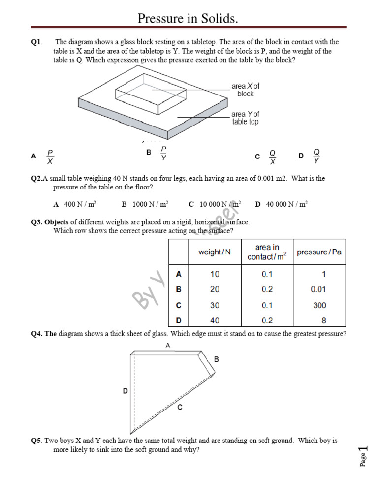 Pressure Igcse | PDF | Pressure