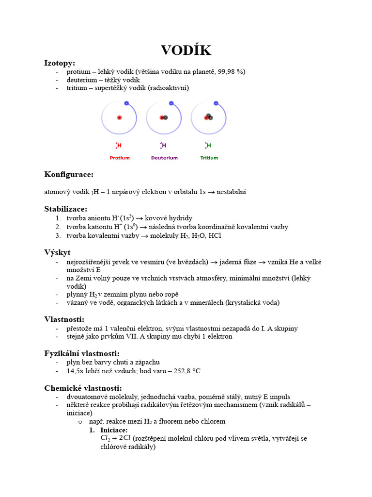 Vodík A Kyslík | PDF