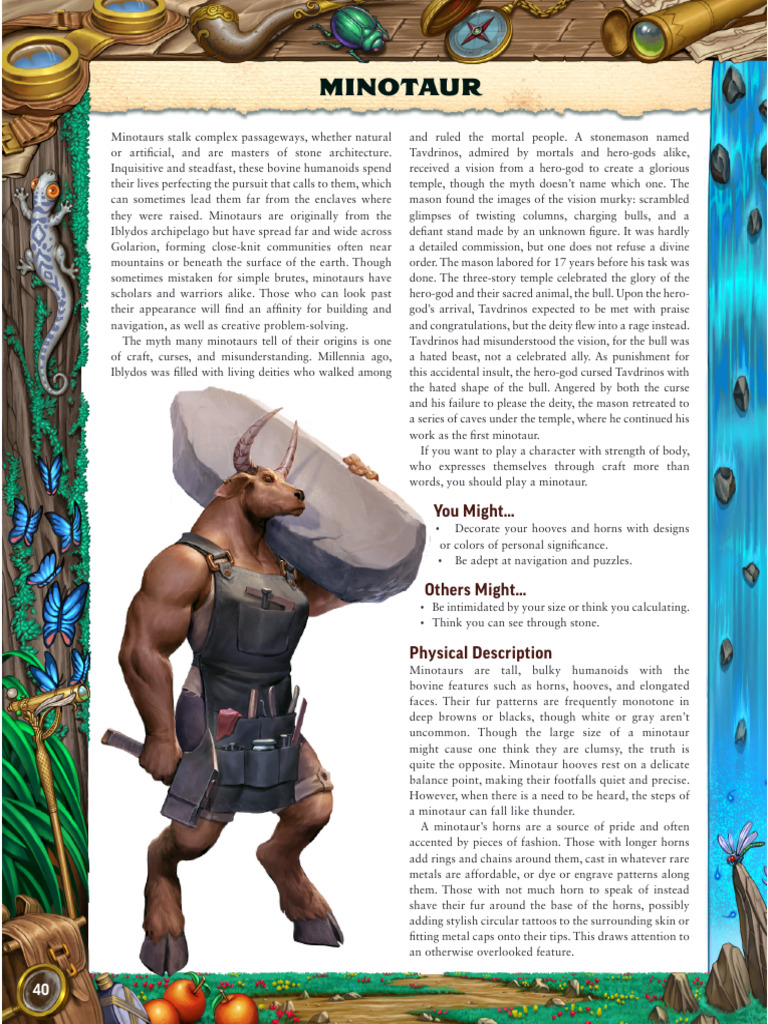 Minotaur Ancestry - Howl of The Wild - Pathfinder 2e REMASTER | PDF