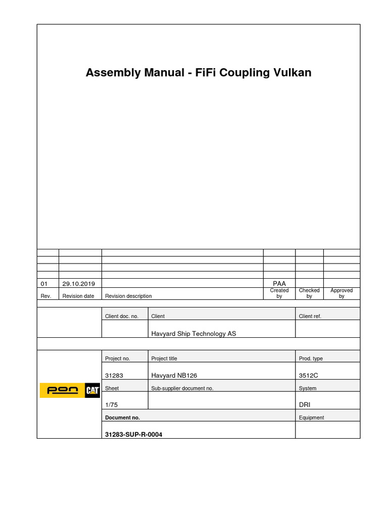 3512C - DRI - Assembly Manual - FiFi Coupling Vulkan - 31283-SUP-R-0004 - 01 - 3-1 | PDF ...