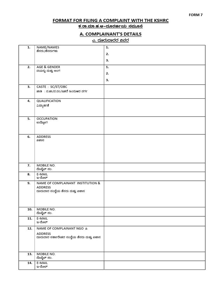 Form 7 Human Rights | PDF