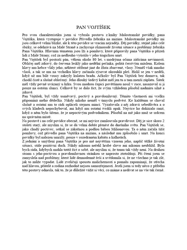 Pan Vojtíšek - Slohovka | PDF