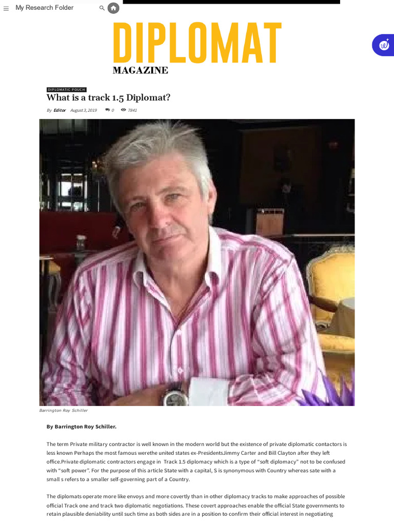 What Is A Track 1.5 Diplomat - Diplomat Magazine | PDF | Diplomacy | Peace