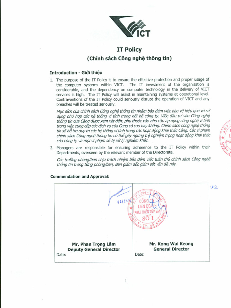 VICT IT Policy | PDF