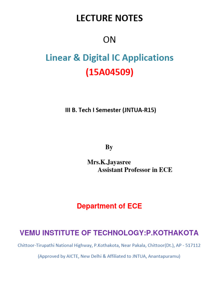 Linear & Digital ICs for ECE Students | PDF | Analog To Digital ...