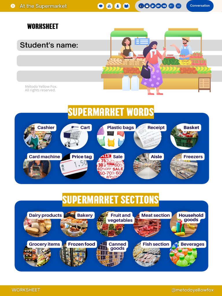 At The Supermarket Worksheet | PDF | Supermarket | Grocery Store