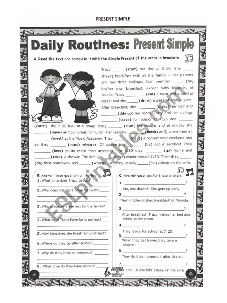 Daily Routines Present Simple | PDF