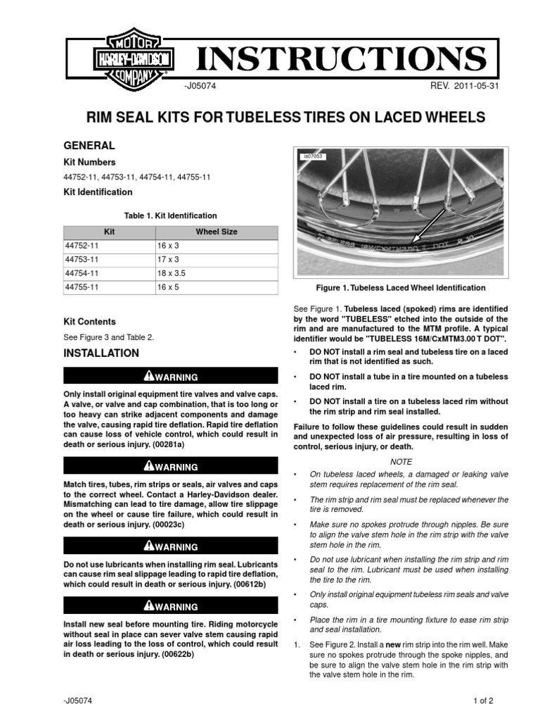 Rim Seal Kits for Tubeless Laced Wheels | PDF | Tire | Vehicle Technology
