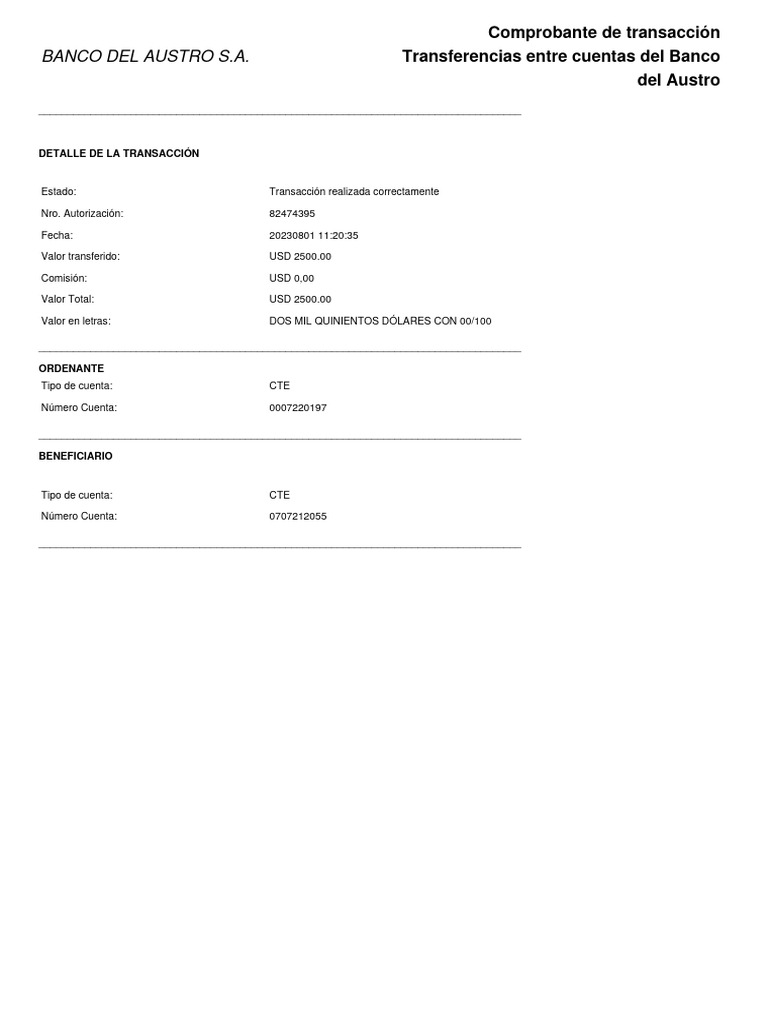 Comprobante Transferencia | PDF
