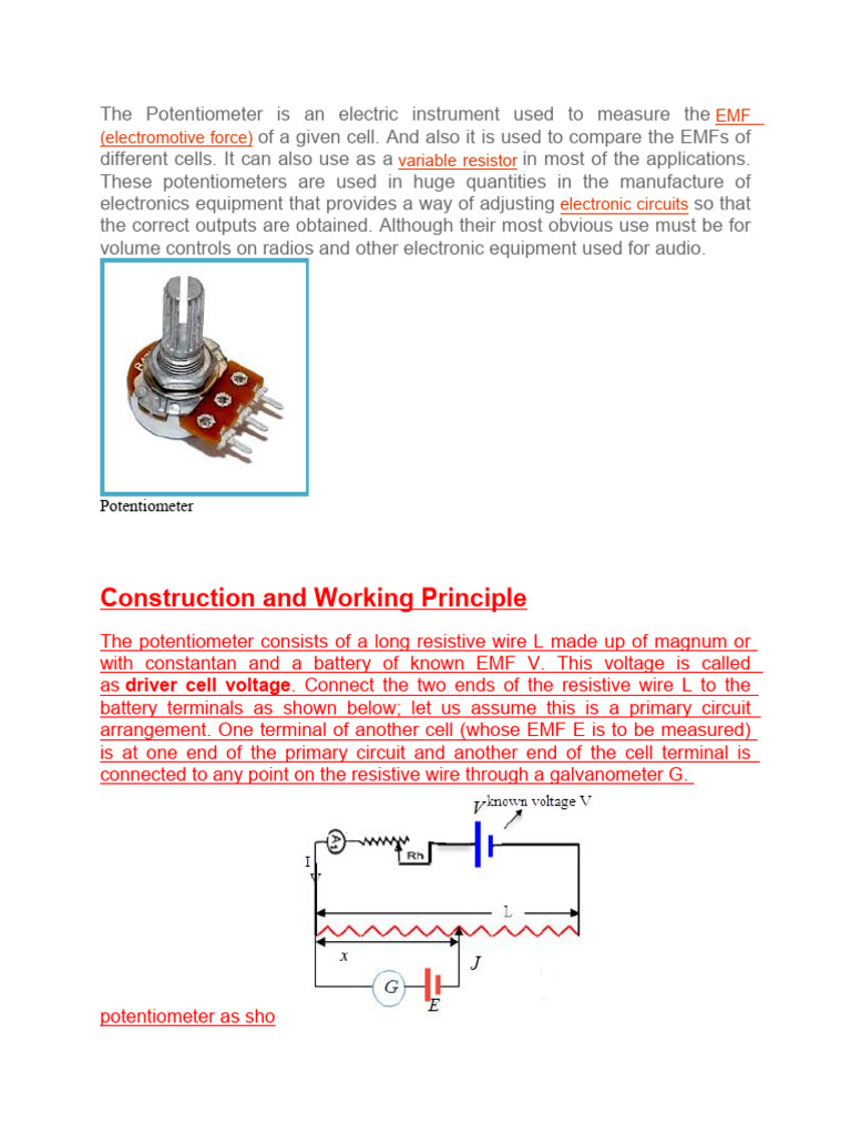 Potentiometer | PDF | Electrical Engineering | Materials Science