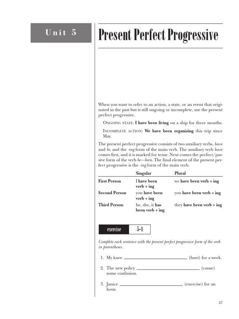 Present Perfect Progressive | PDF | Verb | Question