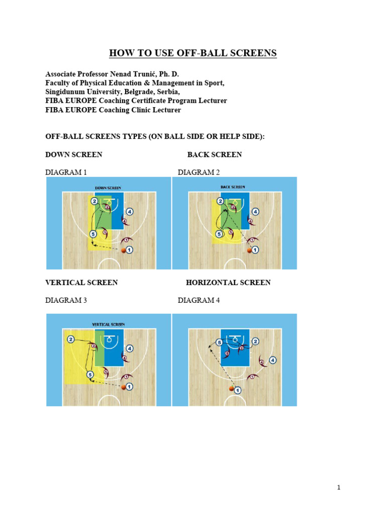 Off-Ball Screen Strategies in Basketball | PDF | Basketball Positions ...
