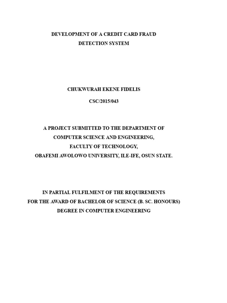 Development of A Credit Card Fraud Detection System | PDF | Software ...