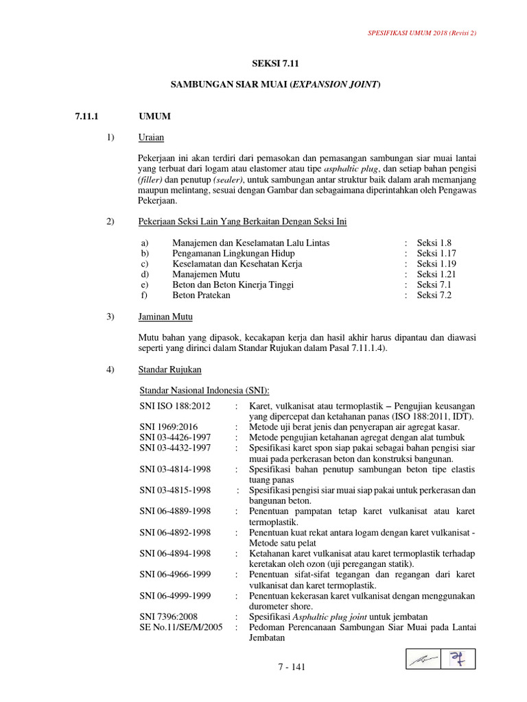 Spesifikasi Umum 2018 Revisi 2 Divisi 7.11 Tentang Sambungan Siar Muai ...