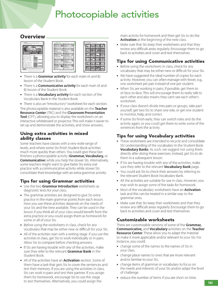 AEF3e Level 3 TG PCM Intro | PDF | Worksheet