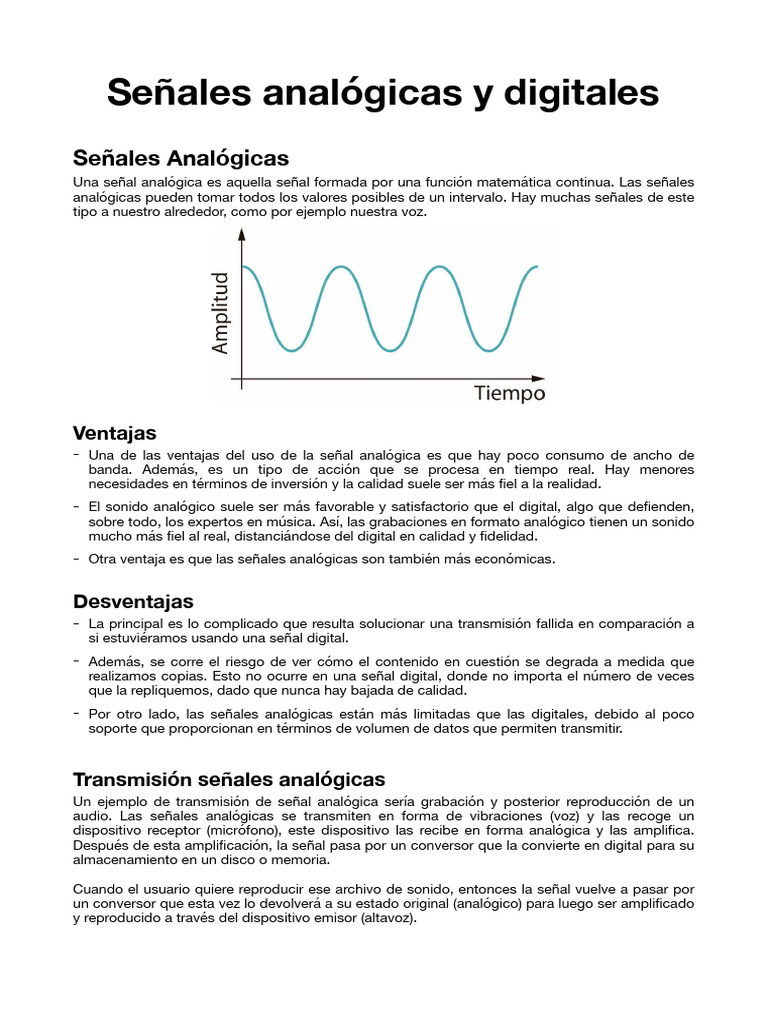 Señales Analógicas y Digitales | PDF | Señal analoga | Información