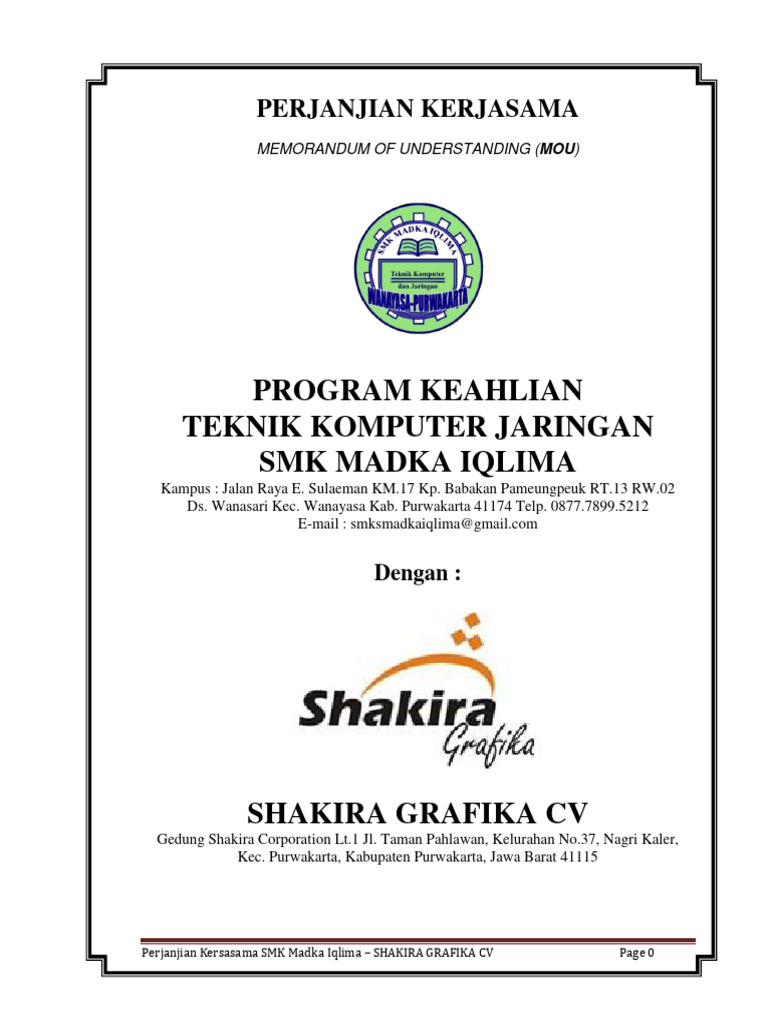 Draf MOU SMK MADKA SHAKIRA | PDF | Bisnis | Teknologi & Rekayasa