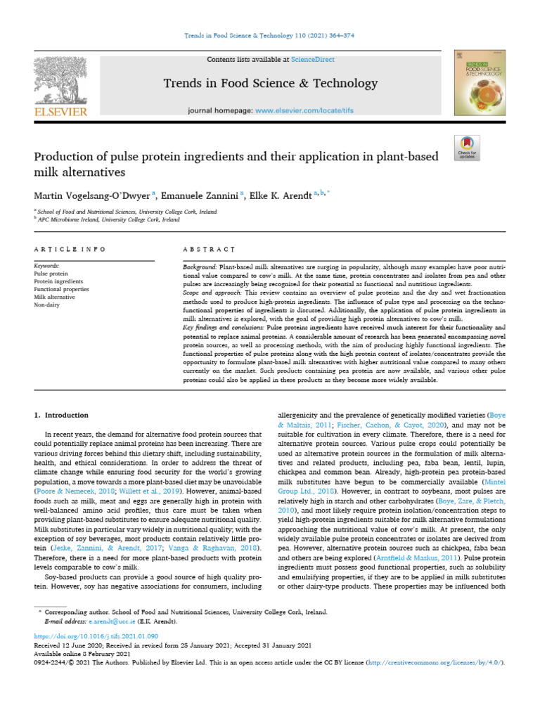 Production of Pulse Protein Ingredients and Their AP 2021 Trends in ...