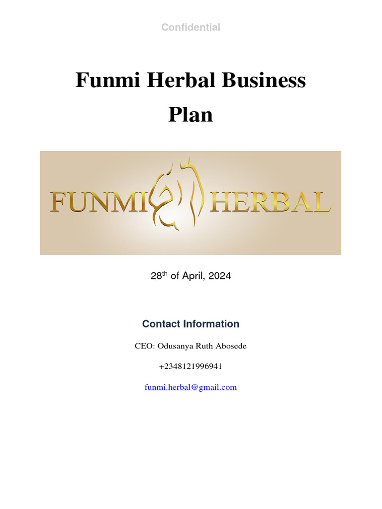 Funmi Herbal Business Plan Overview | PDF | Pricing | Marketing