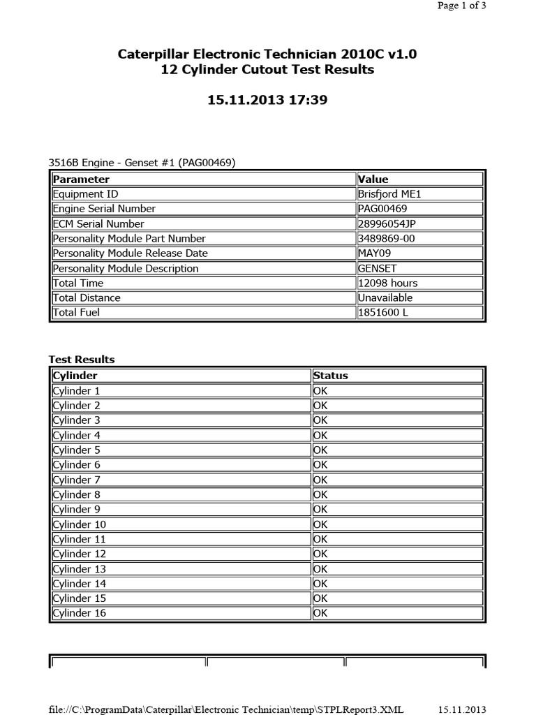 ME1 Cylinder Cutout Test | PDF | Engines | Engineering