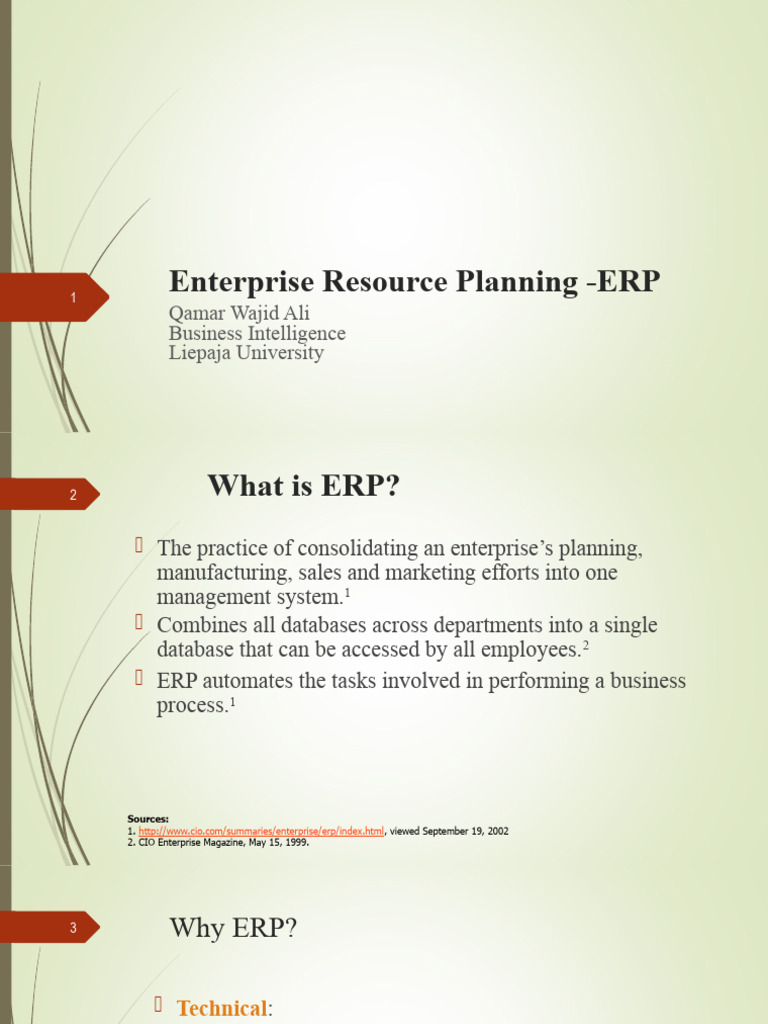 ERP system Presentation | PDF | Enterprise Resource Planning | Inventory