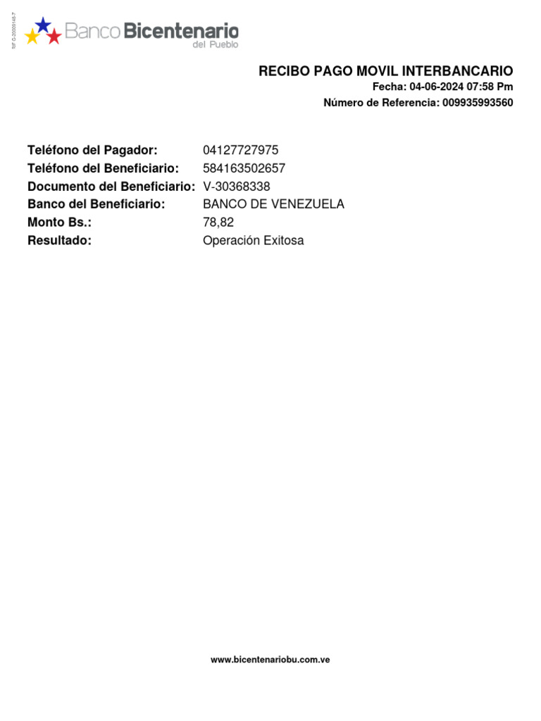 Resumen de MOVIL INTERBANCARIO No 009935993560 | PDF
