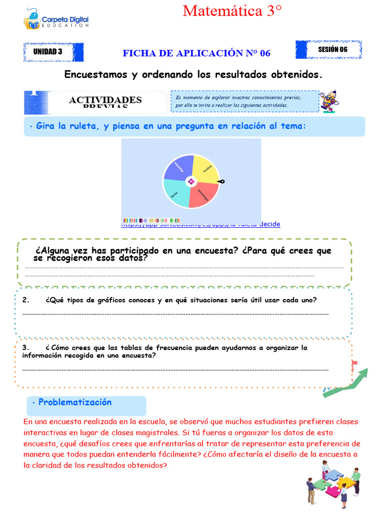 FICHA 6-Encuestamos y Ordenando Los Resultados Obtenidos - MATEMATICA 3RO | PDF