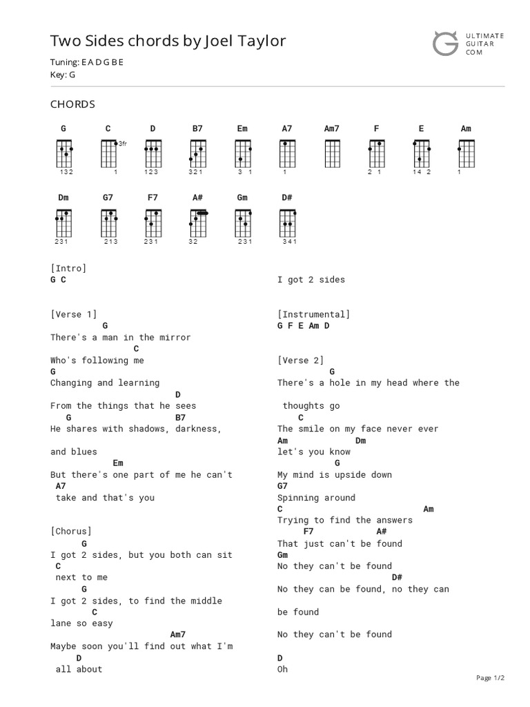Two Sides Chords by Joel Taylortabs at Ultimate Guitar Archive | PDF ...