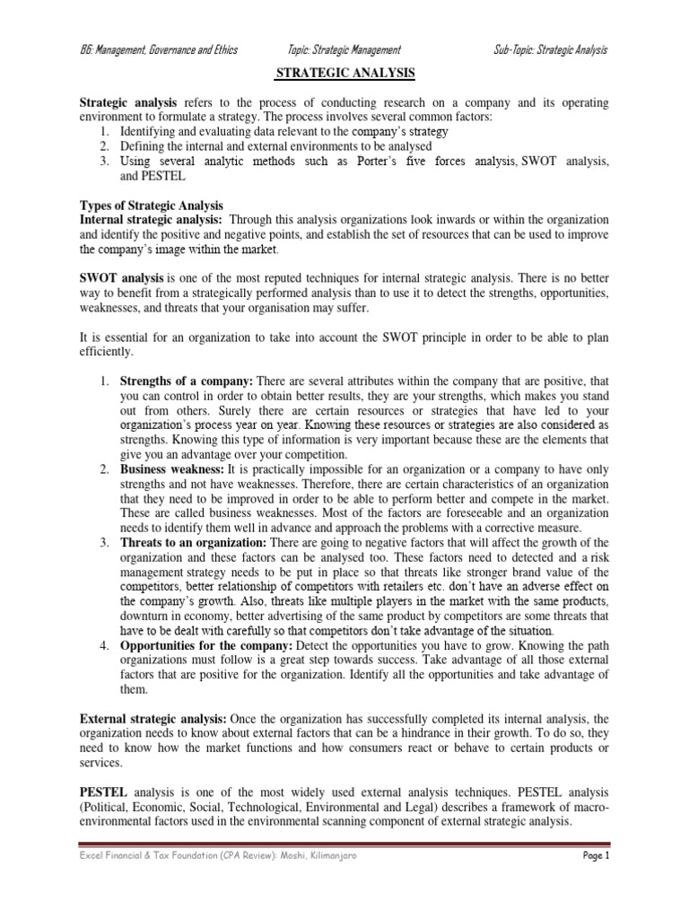 STRATEGIC ANALYSIS- | PDF | Strategic Management | Market Segmentation