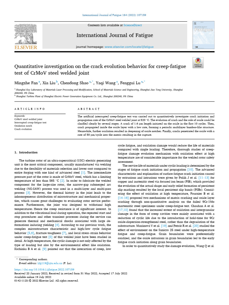 2022 Quantitative Investigation On The Crack Evolution Behavior For ... 2022 Quantitative Investigation On The Crack Evolution Behavior For ...