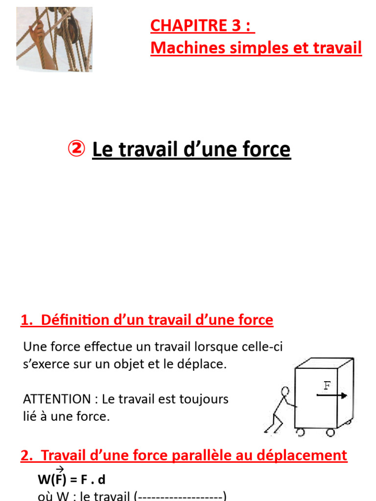 Travail d'une force : définitions et types | PDF | Mécanique ...