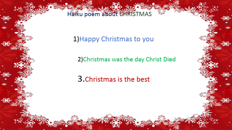Haiku Poem About CHRISTMAS | PDF