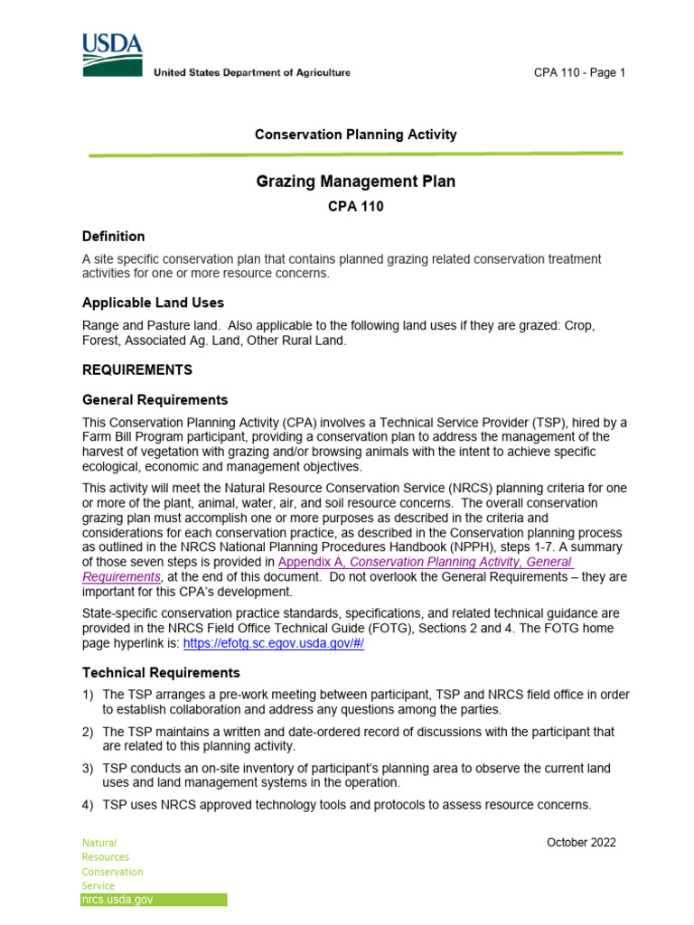 FY23 - CPA110 - Grazing Management Plan | PDF | Natural Resources ...