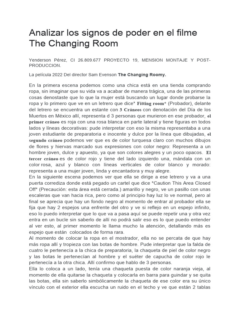 Analizar Los Signos de Poder en El Filme The Changing Room | PDF | Color
