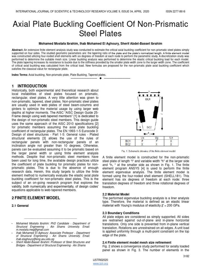 Axial Plate Buckling Coefficient Of Non Pdf Buckling Finite Element Method