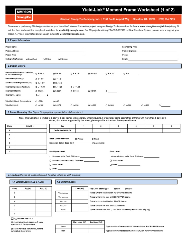 Yield-Link Moment Connection Worksheet | PDF | Software | Computing