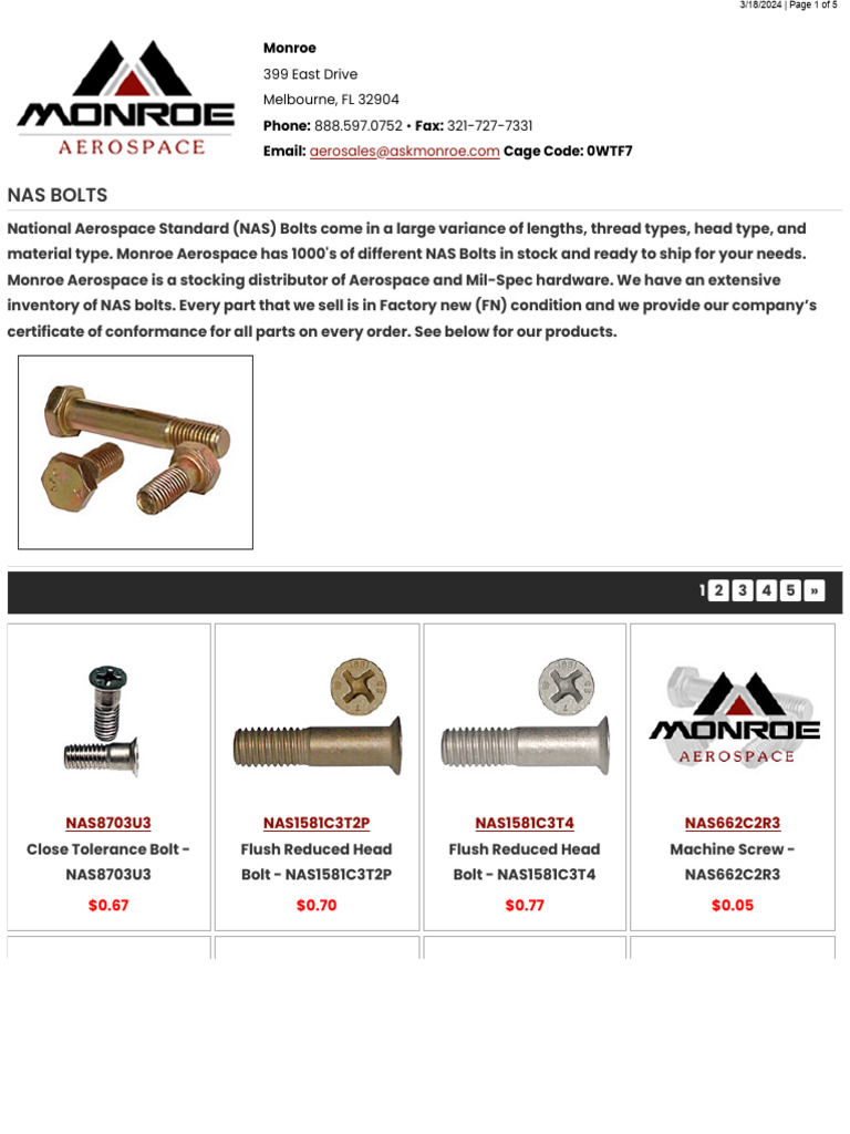 Nas Bolts | PDF | Screw | Machining