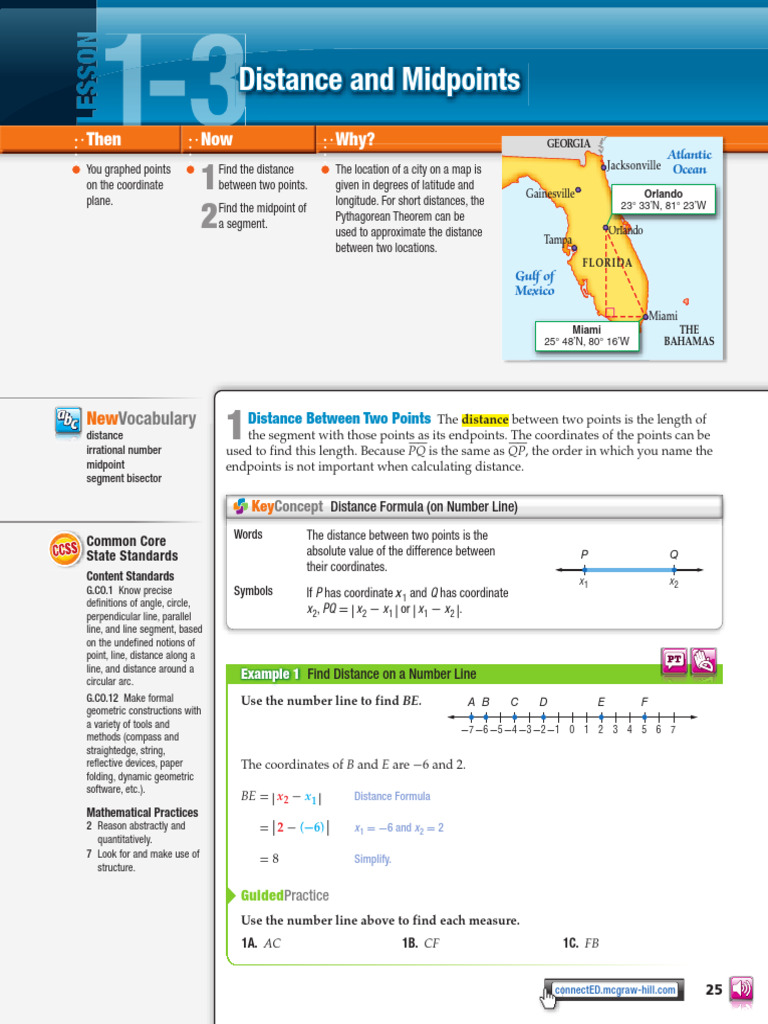 1.3 Distance and Midpoints | PDF | Elementary Geometry | Euclidean ...