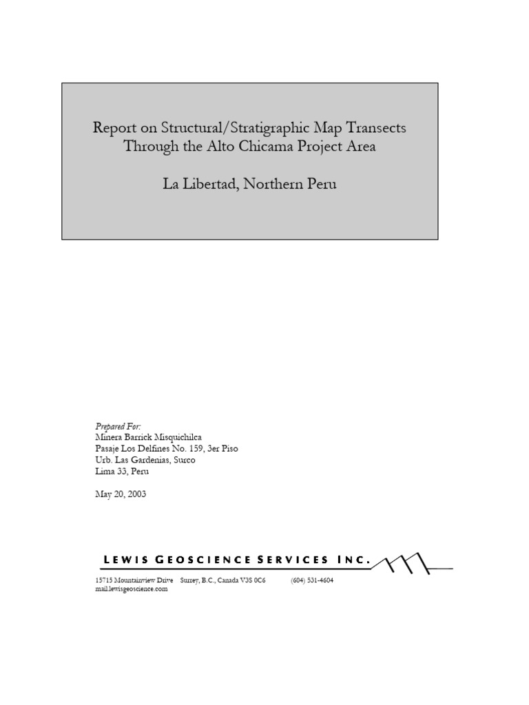 Lewis, 2003, Report On Structural Stratigraphic Map Transects Through ...