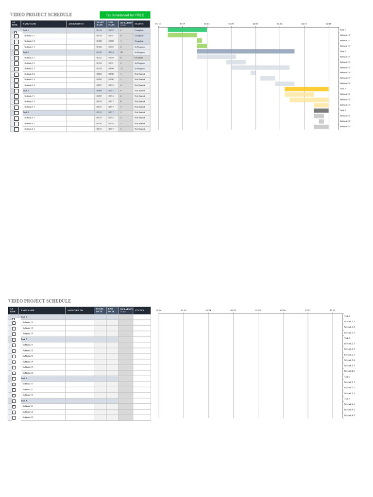 IC Video Project Schedule Template 10664 | PDF