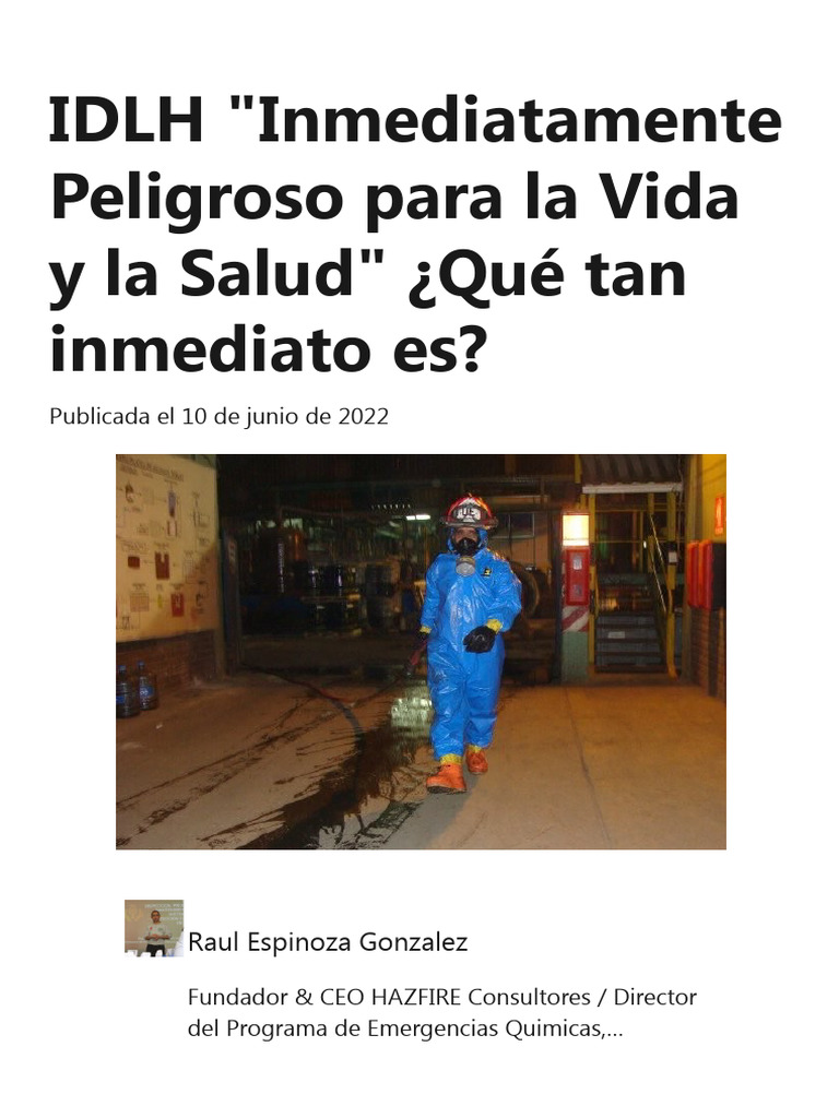 IDLH: Riesgos y Protocolos de Seguridad | PDF | Toxicidad | Corrosión