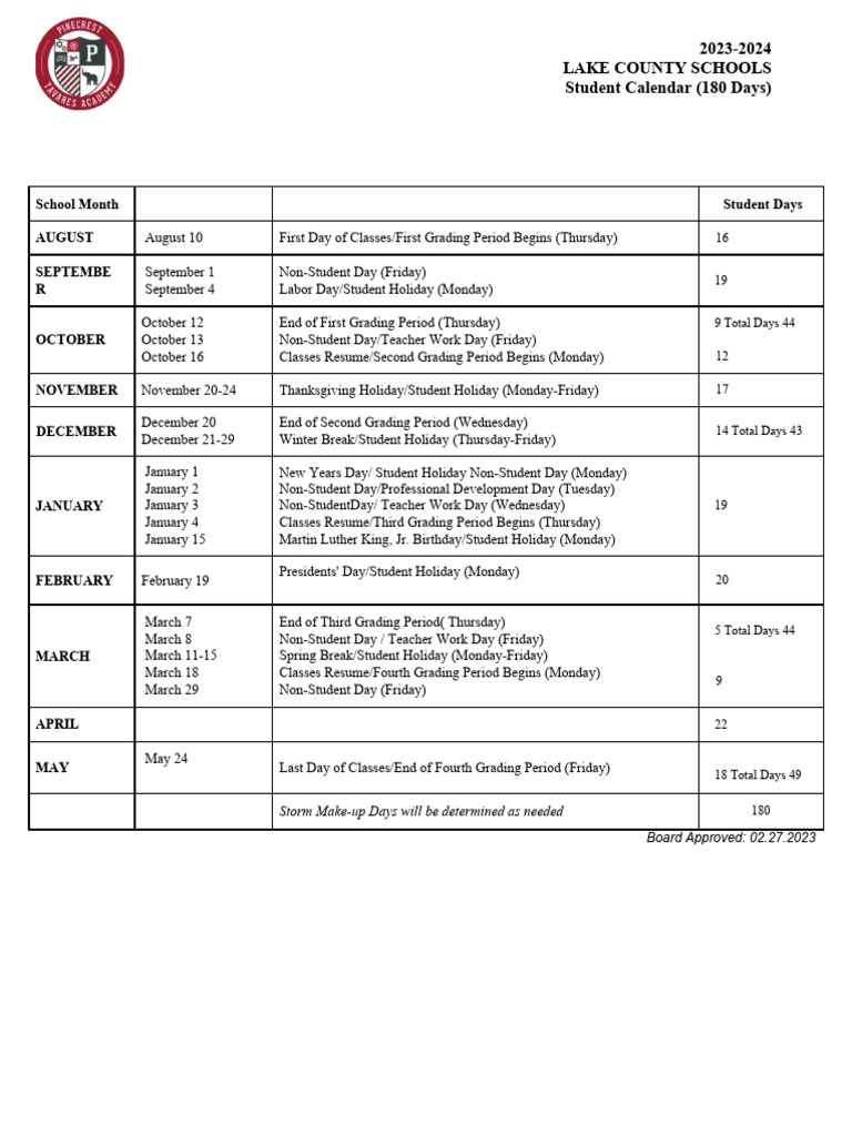 Student Calendar 2023-2024 | PDF | Public Holiday | Entertainment Events