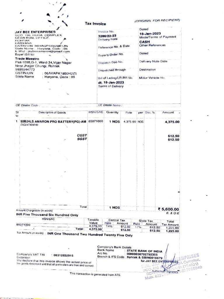 Battery Bill | PDF | Invoice | Public Finance