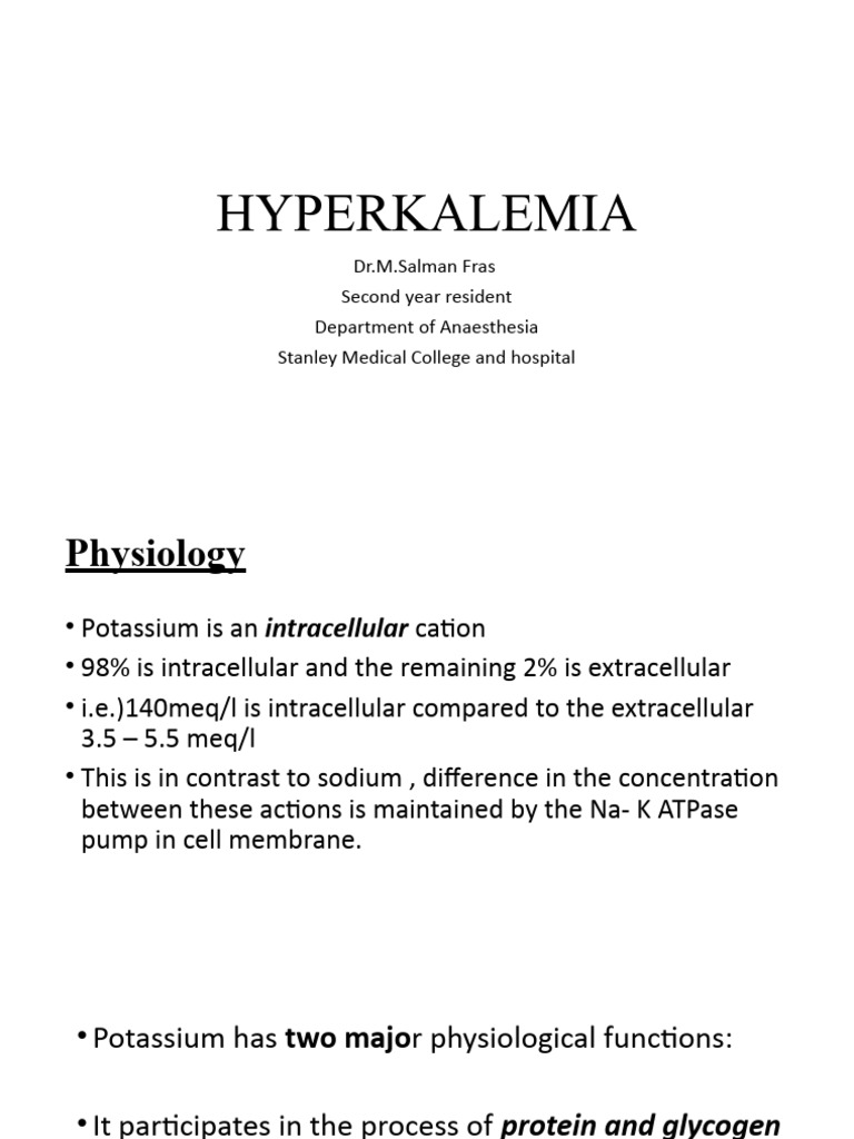 Hyperkalemia 1 | PDF | Clinical Medicine | Medical Specialties